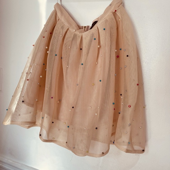 Hesperus | Skirts | Creamtan Full Skirt With Embellished Metallic ...